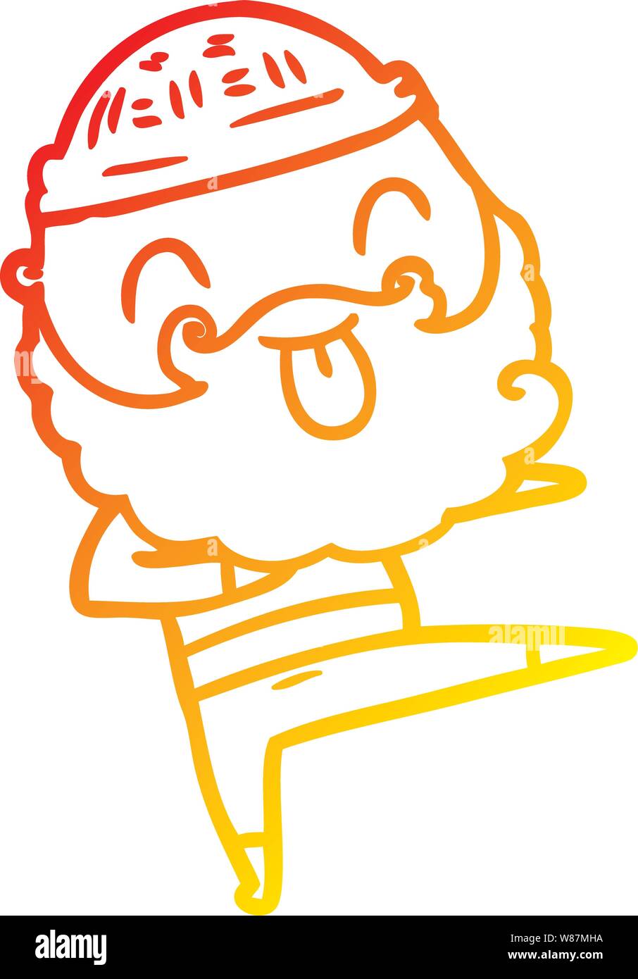 warm gradient line drawing of a man with beard sticking out tongue ...