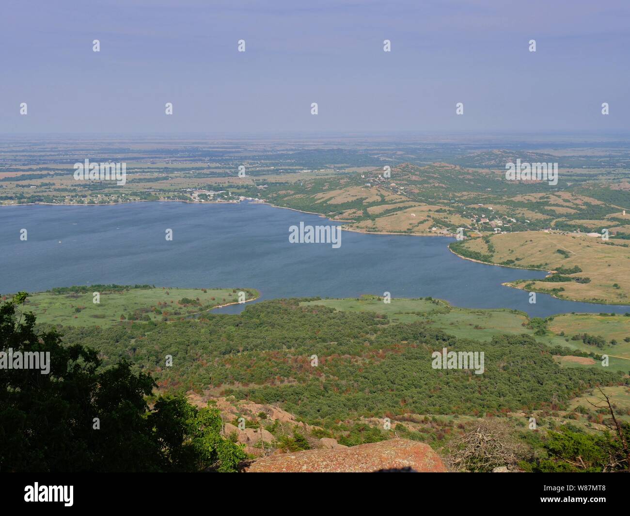Lake Lawtonka, seen from peak of Mt. Scott, Oklahoma, USA Stock Photo ...