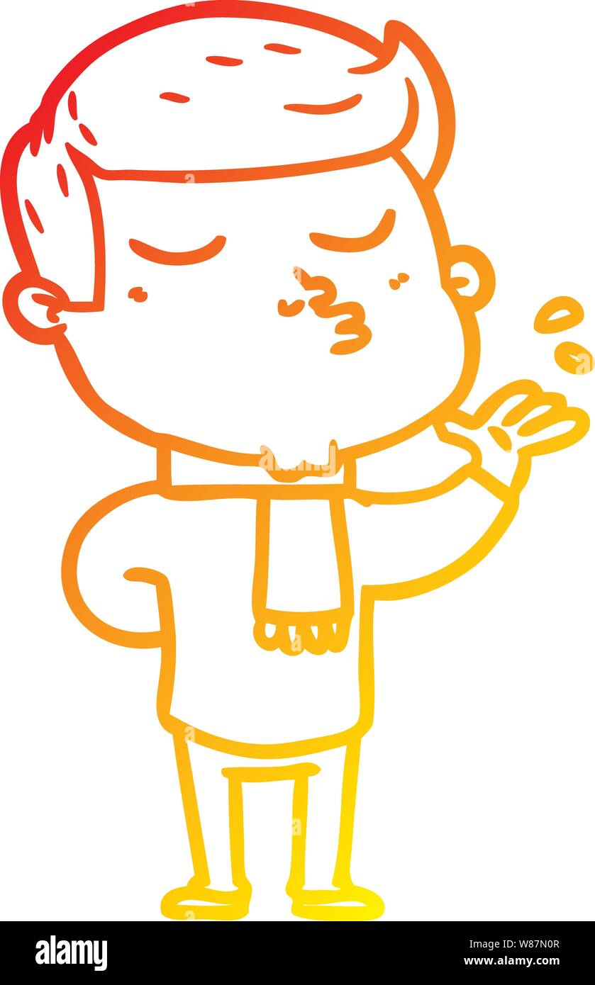 warm gradient line drawing of a cartoon model guy pouting Stock Vector ...