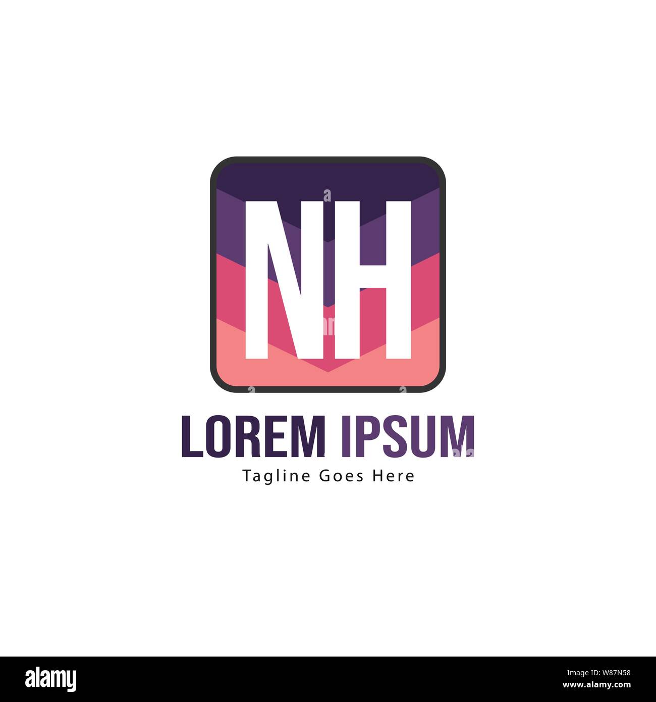 Initial NH logo template with modern frame. Minimalist NH letter logo ...