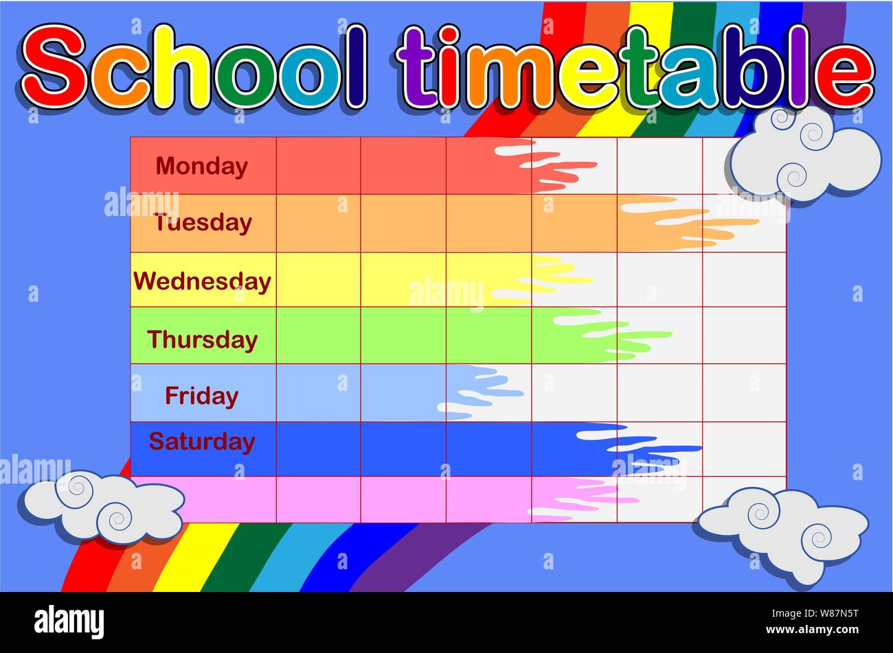 School timetable with paint cans and a rainbow Stock Vector Image & Art ...