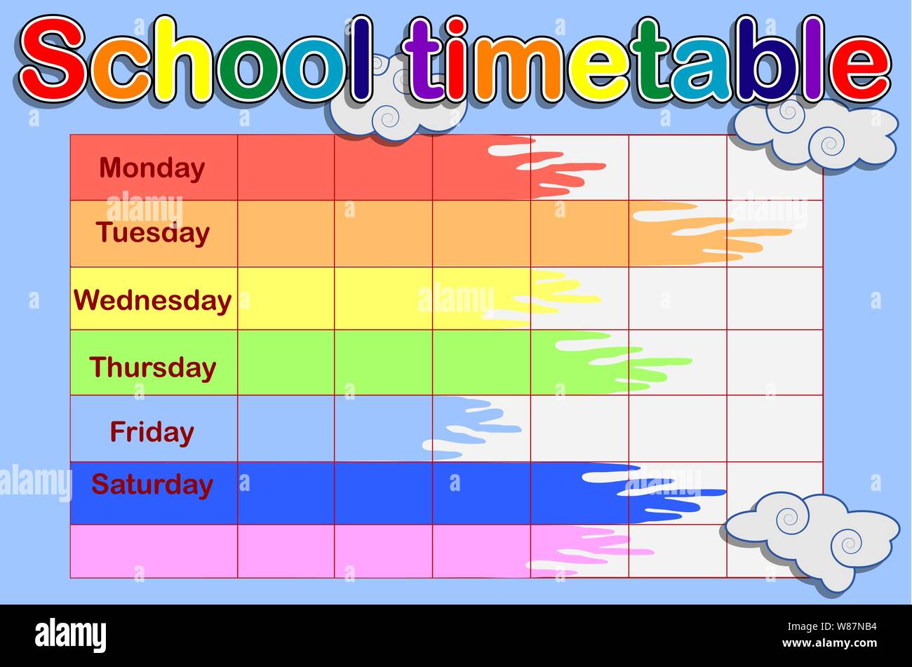 School Timetable, a weekly curriculum design template, scalable graphic ...