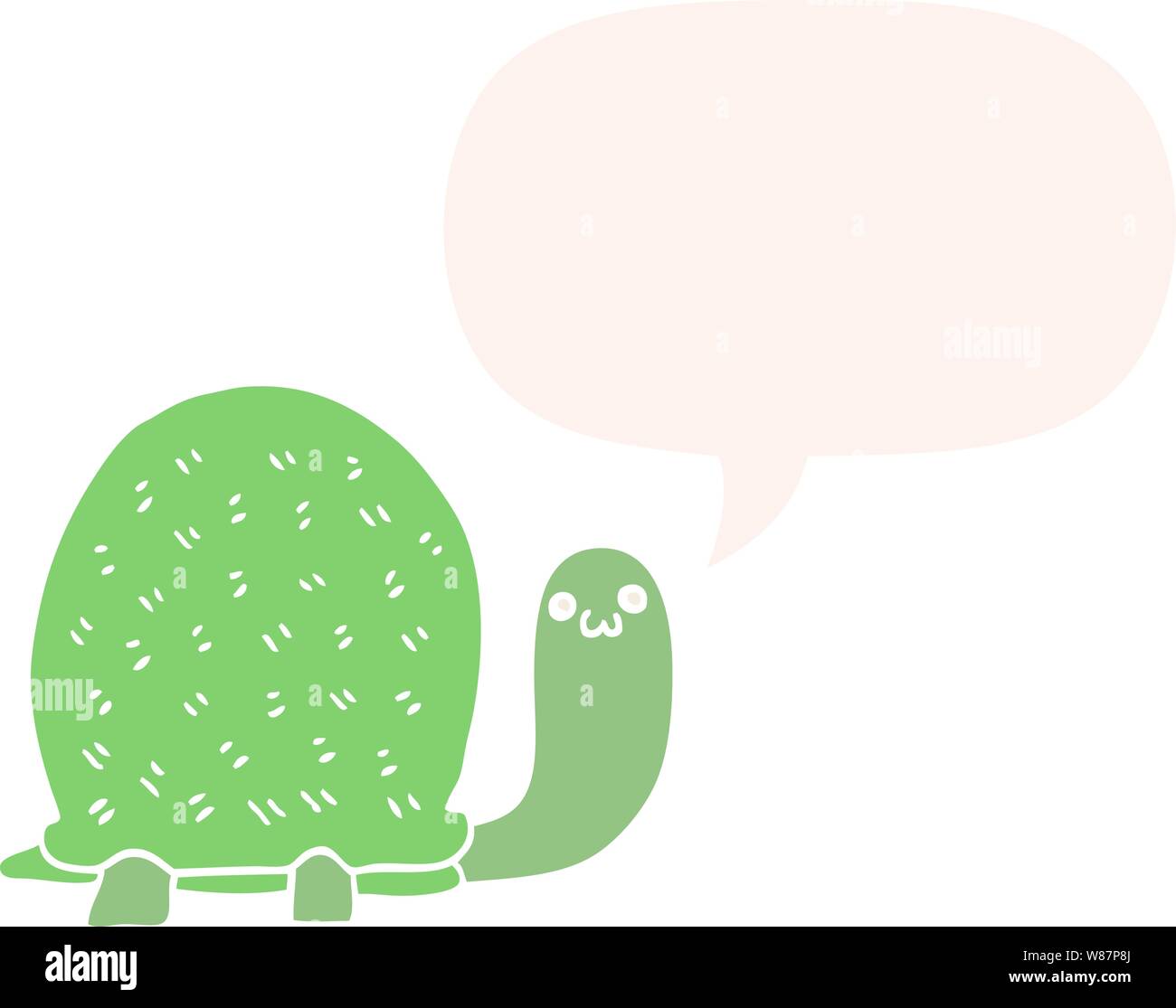 cute cartoon turtle with speech bubble in retro style Stock Vector ...