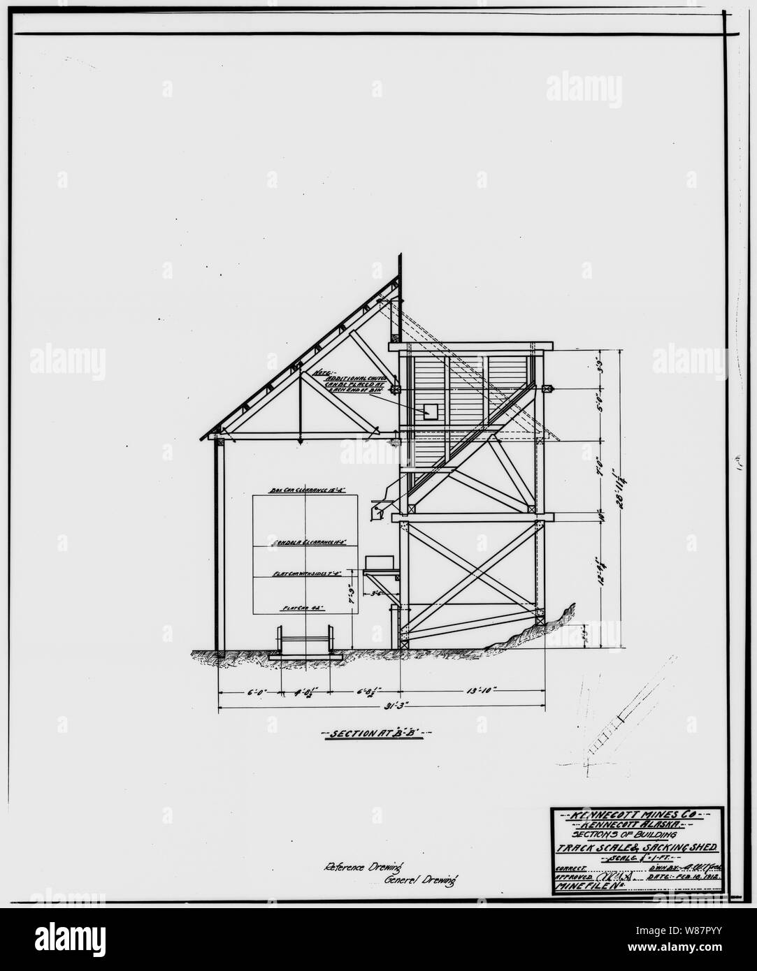 PHOTOCOPY OF DRAWING OF TRACK SCALE AND SACKING SHED, SECTIONS OF ...