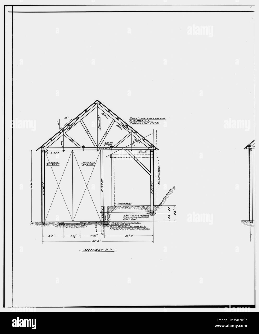 PHOTOCOPY OF DRAWING OF TRACK SCALE AND SACKING SHED, SECTIONS OF ...