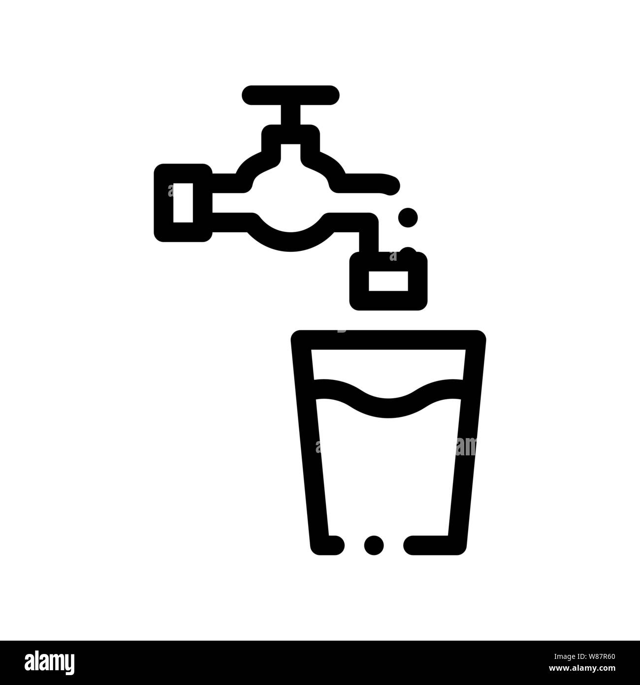 Faucet With Water Glass Vector Sign Thin Line Icon Stock Vector Image ...