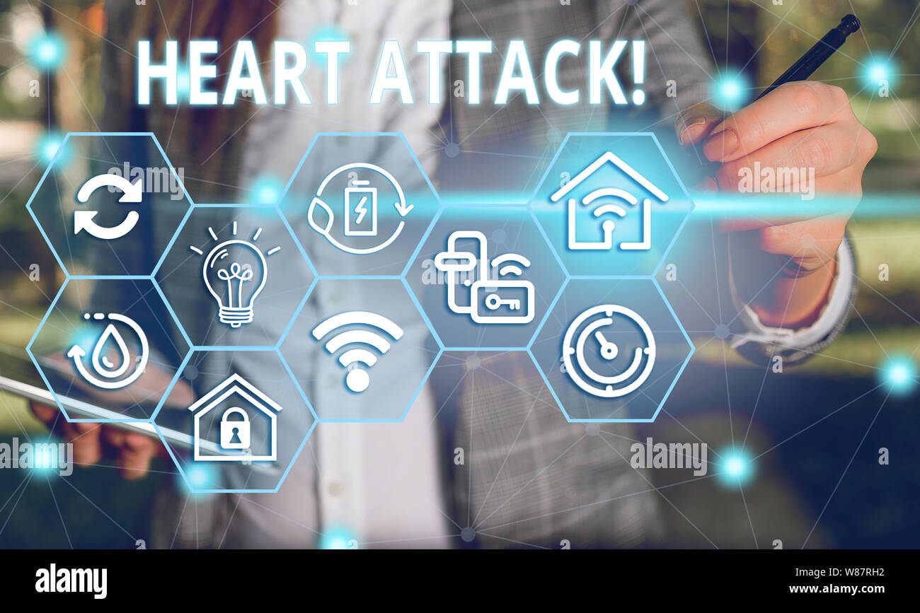 Word writing text Heart Attack. Business photo showcasing sudden ...