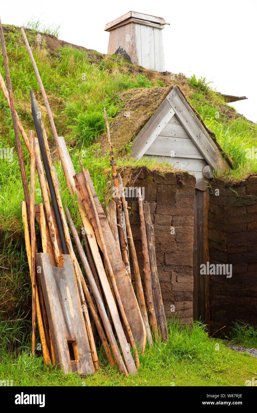 Reconstructed Norse building, L'Anse aux Meadows National Historic Site ...