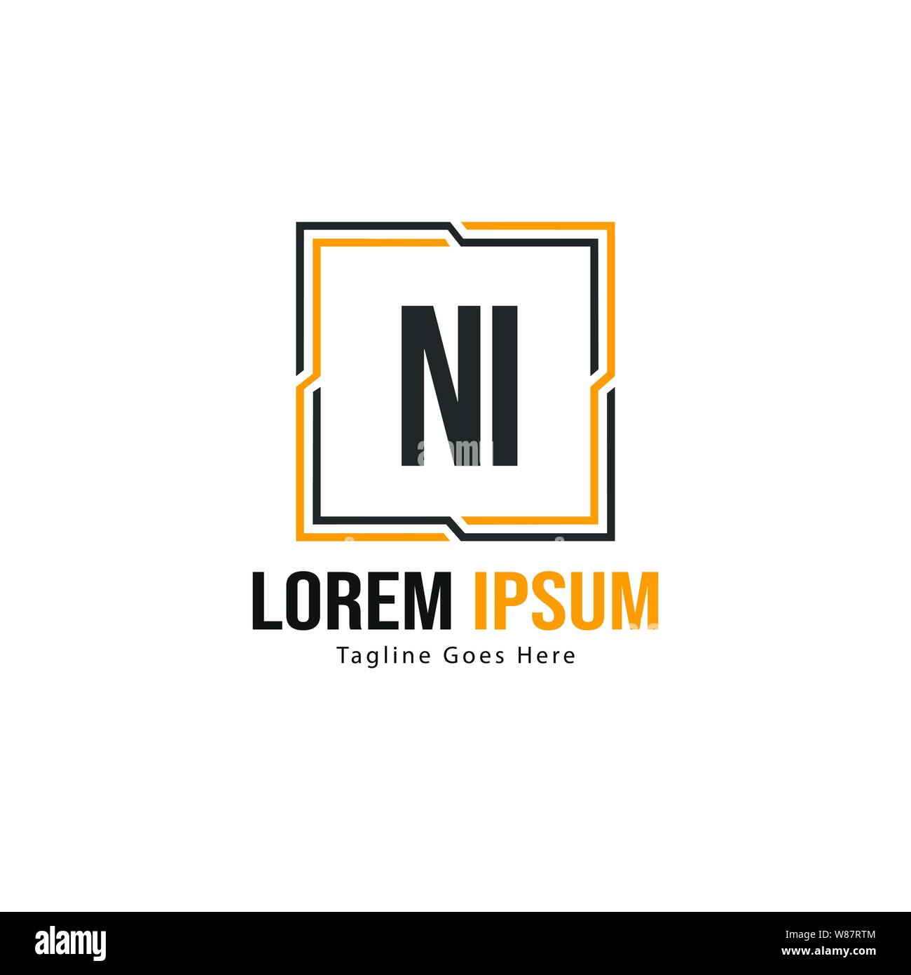 Initial NI logo template with modern frame. Minimalist NI letter logo ...