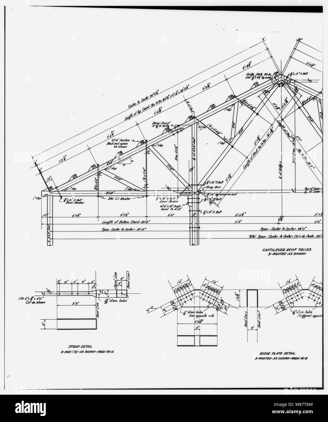 PHOTOCOPY OF DRAWING AMMONIA LEACHING PLANT ROOF TRUSS DETAILS, SACKING ...