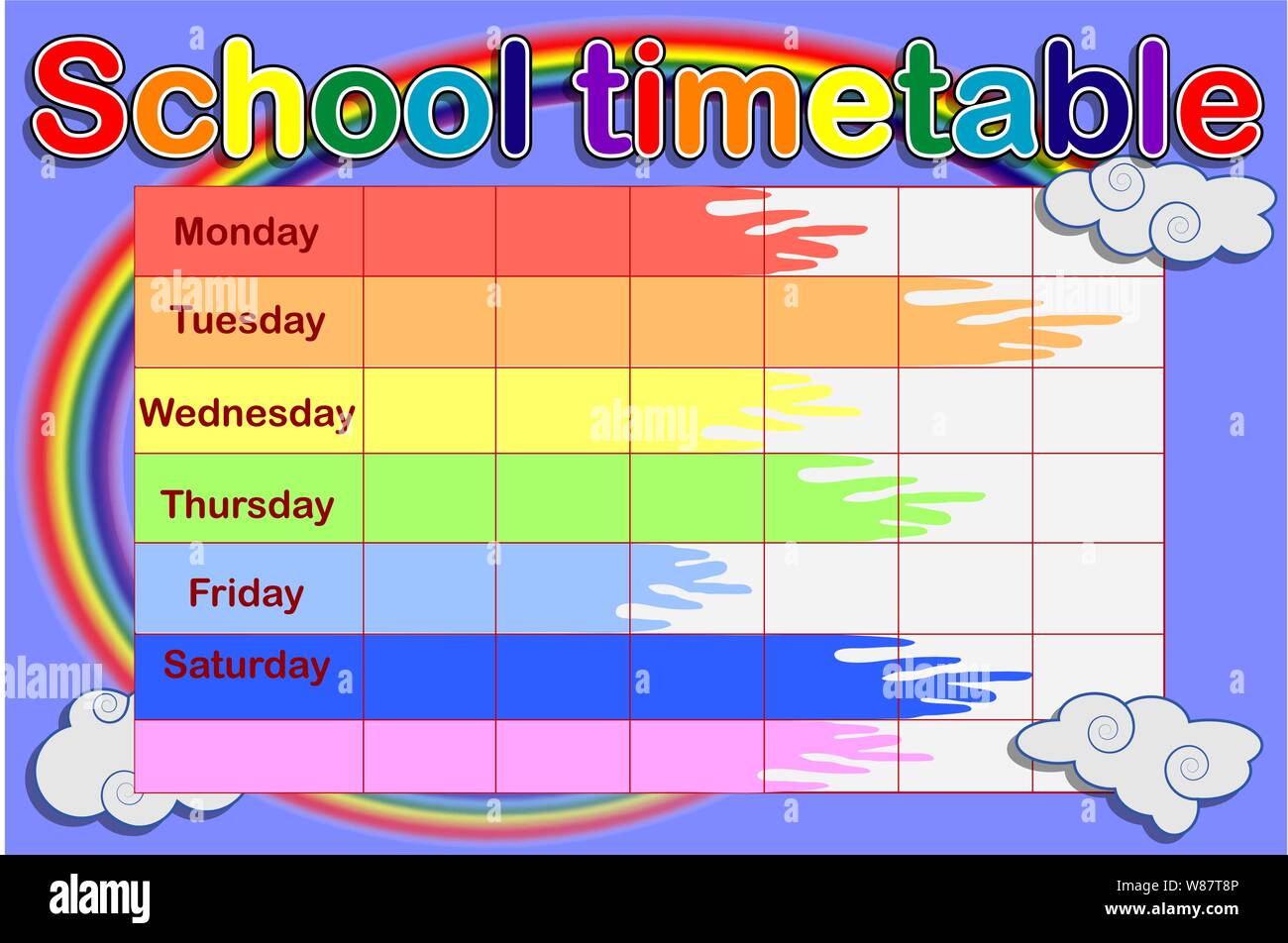 School timetable with a rainbow Stock Vector Image & Art - Alamy