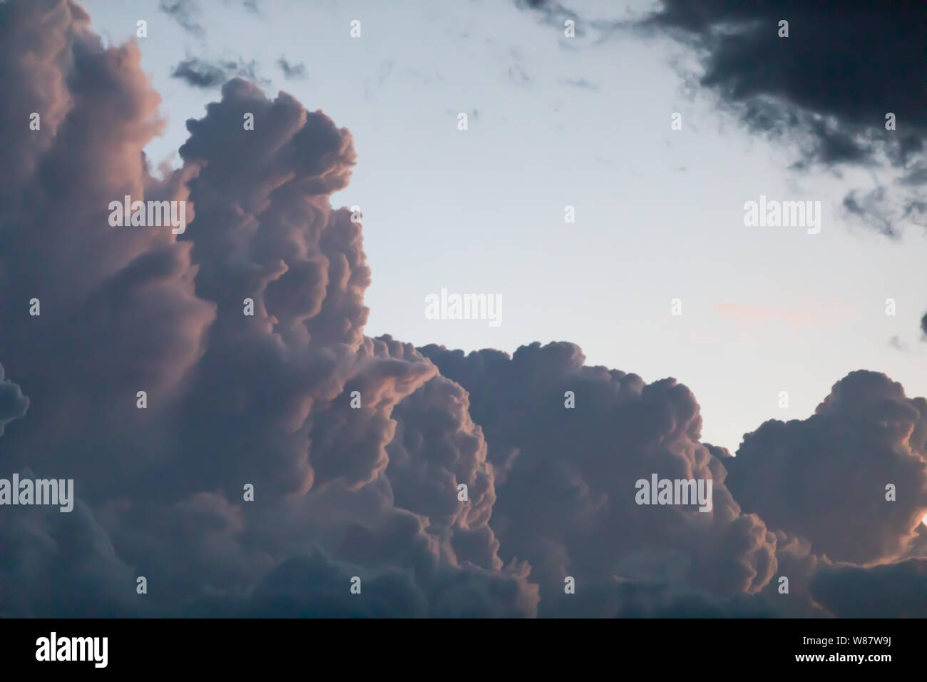 Fluffy Clouds in the Sky with Golden Color from the Sunset in midwest ...