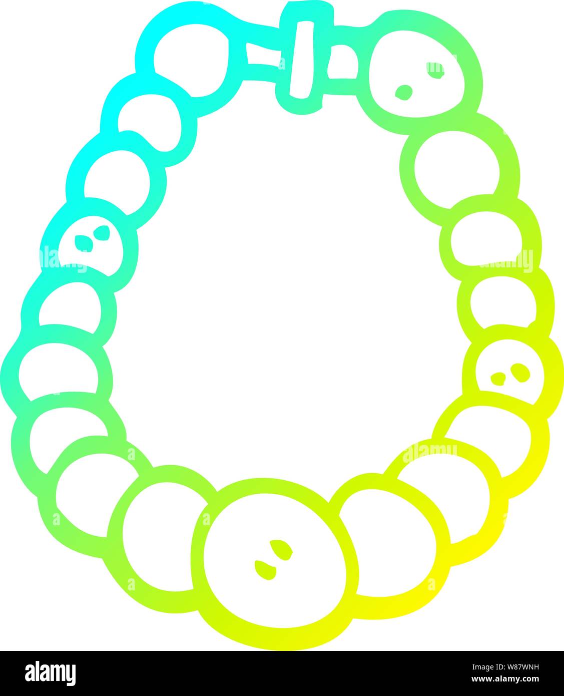 cold gradient line drawing of a cartoon white pearl necklace Stock ...