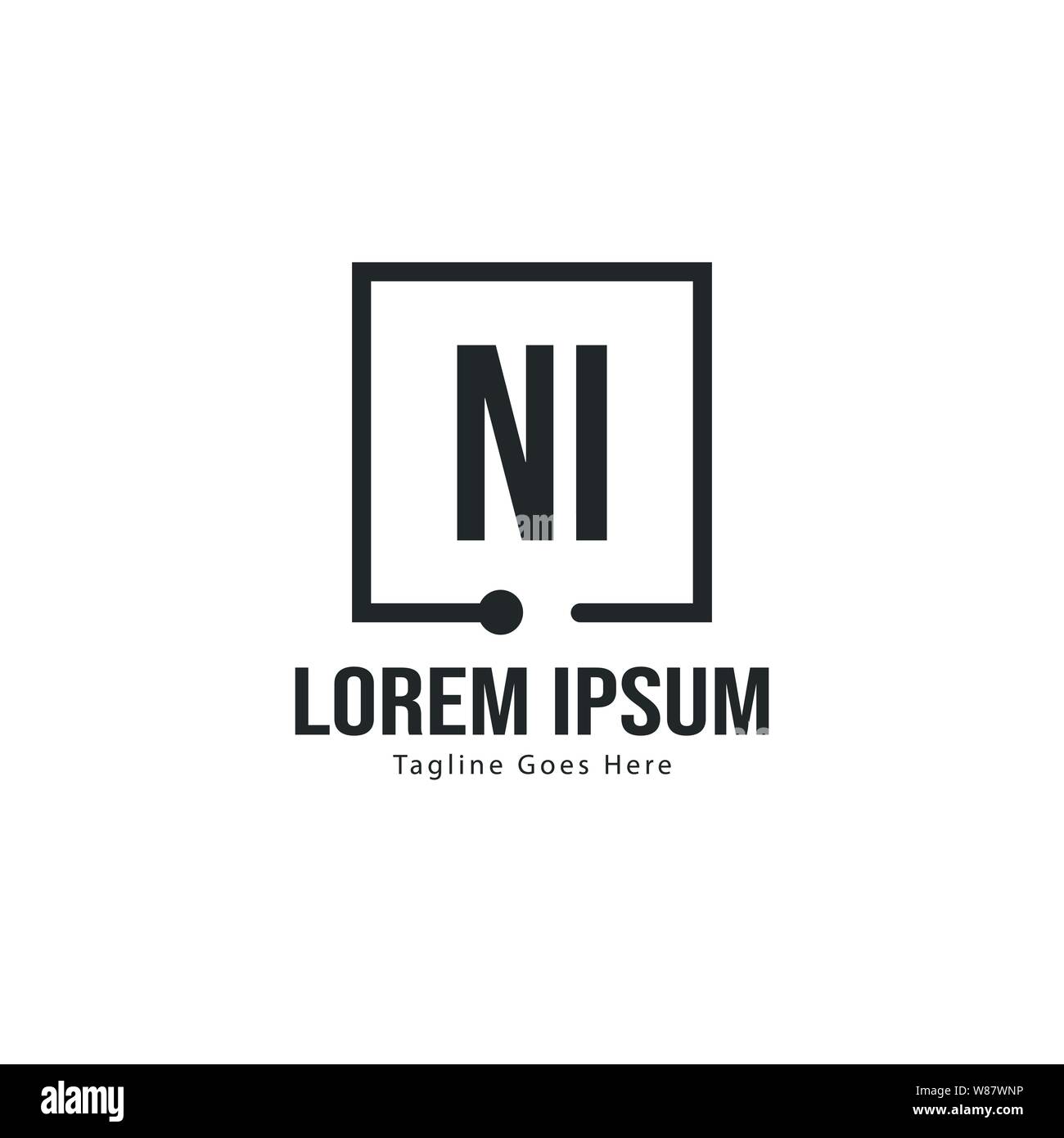 Initial NI logo template with modern frame. Minimalist NI letter logo ...