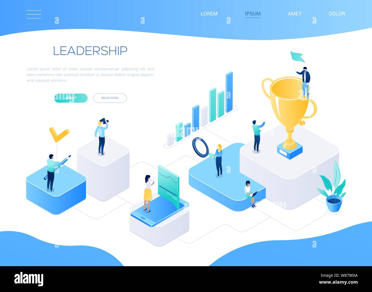 Leadership concept - colorful isometric vector web banner Stock Vector ...
