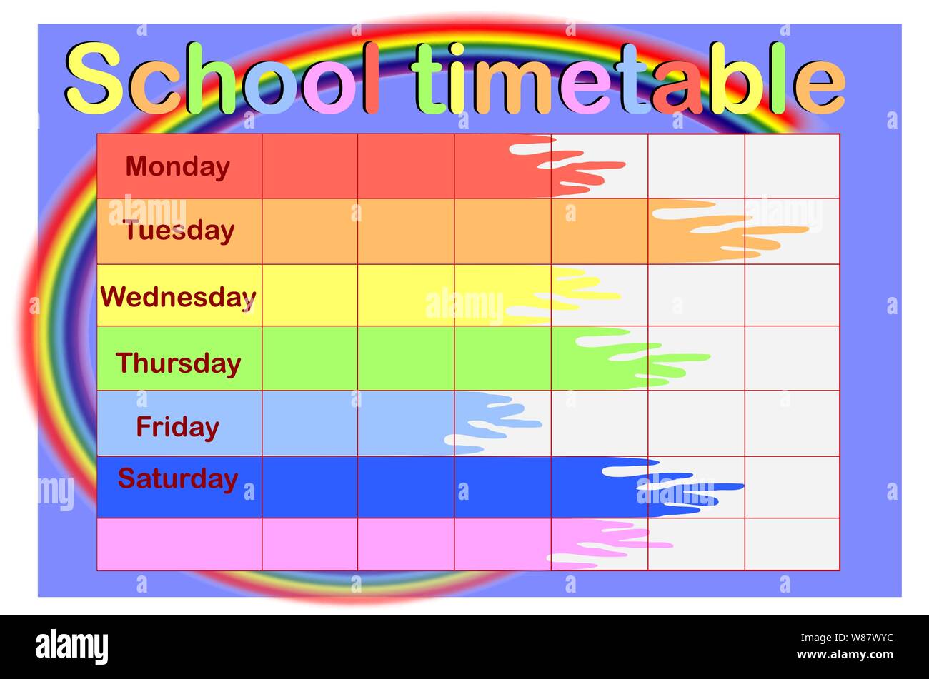 School timetable with paint cans and a rainbow Stock Vector Image & Art ...