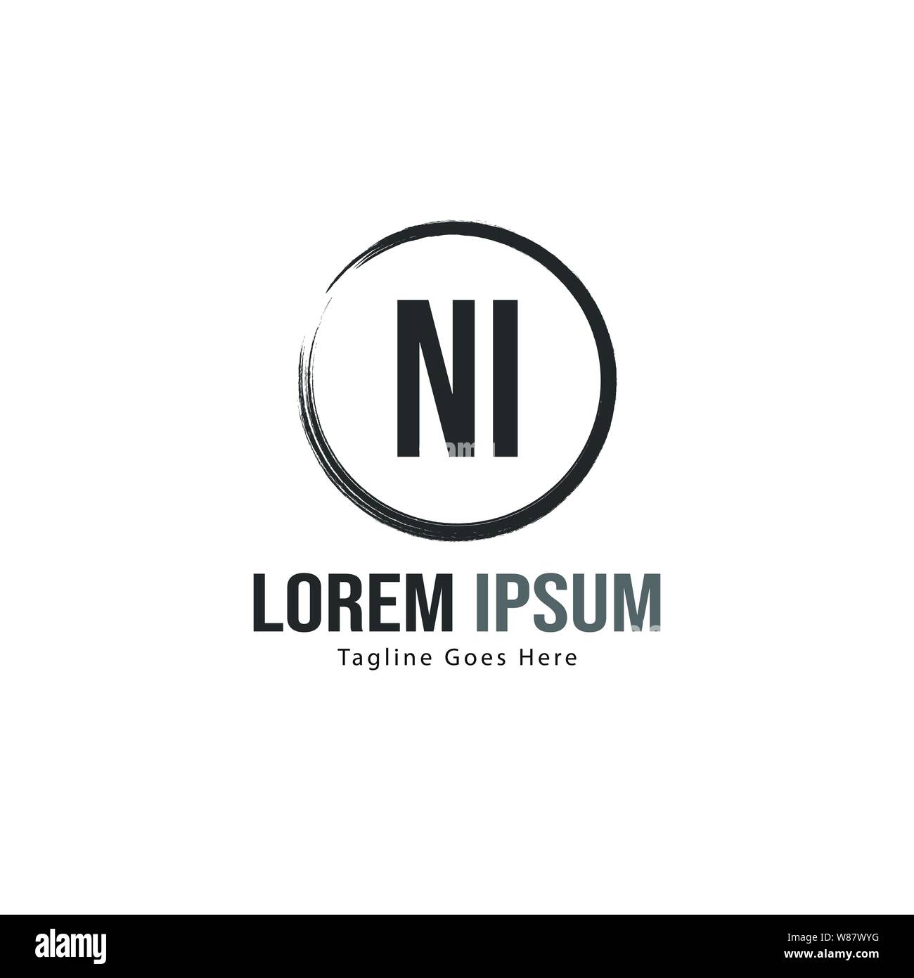 Initial NI logo template with modern frame. Minimalist NI letter logo ...