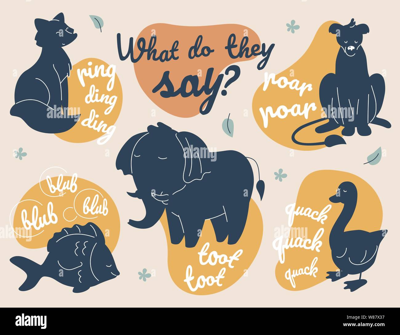 What do animals say - modern vector illustration Stock Vector Image ...