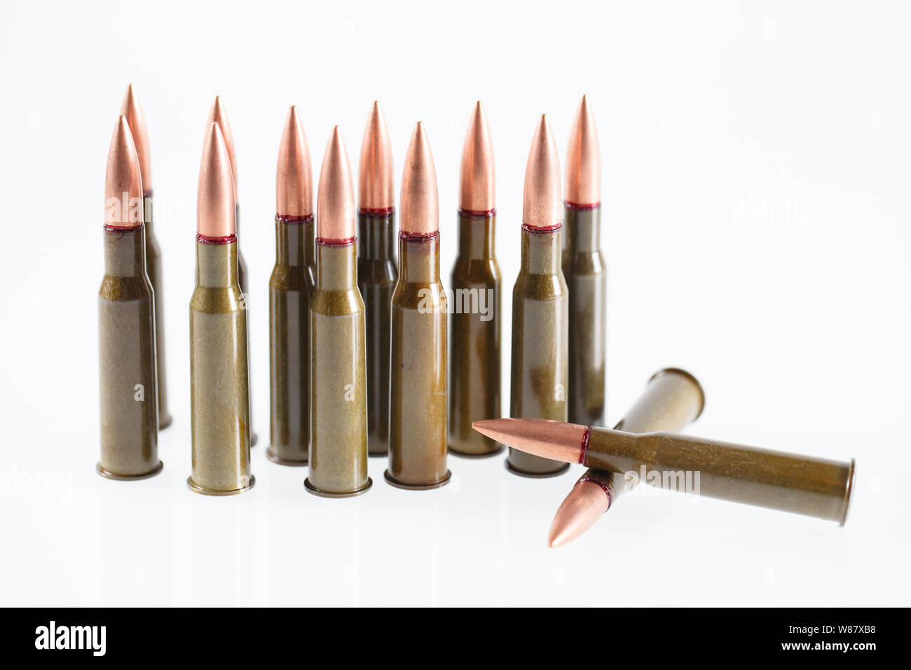 Hunting cartridges of caliber on a white background. 308 Win Stock ...