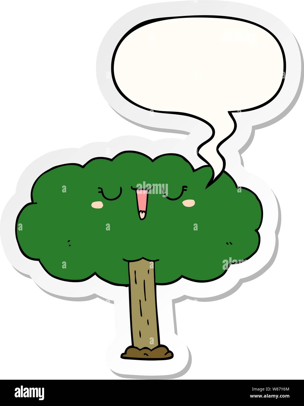 cartoon tree with speech bubble sticker Stock Vector Image & Art - Alamy