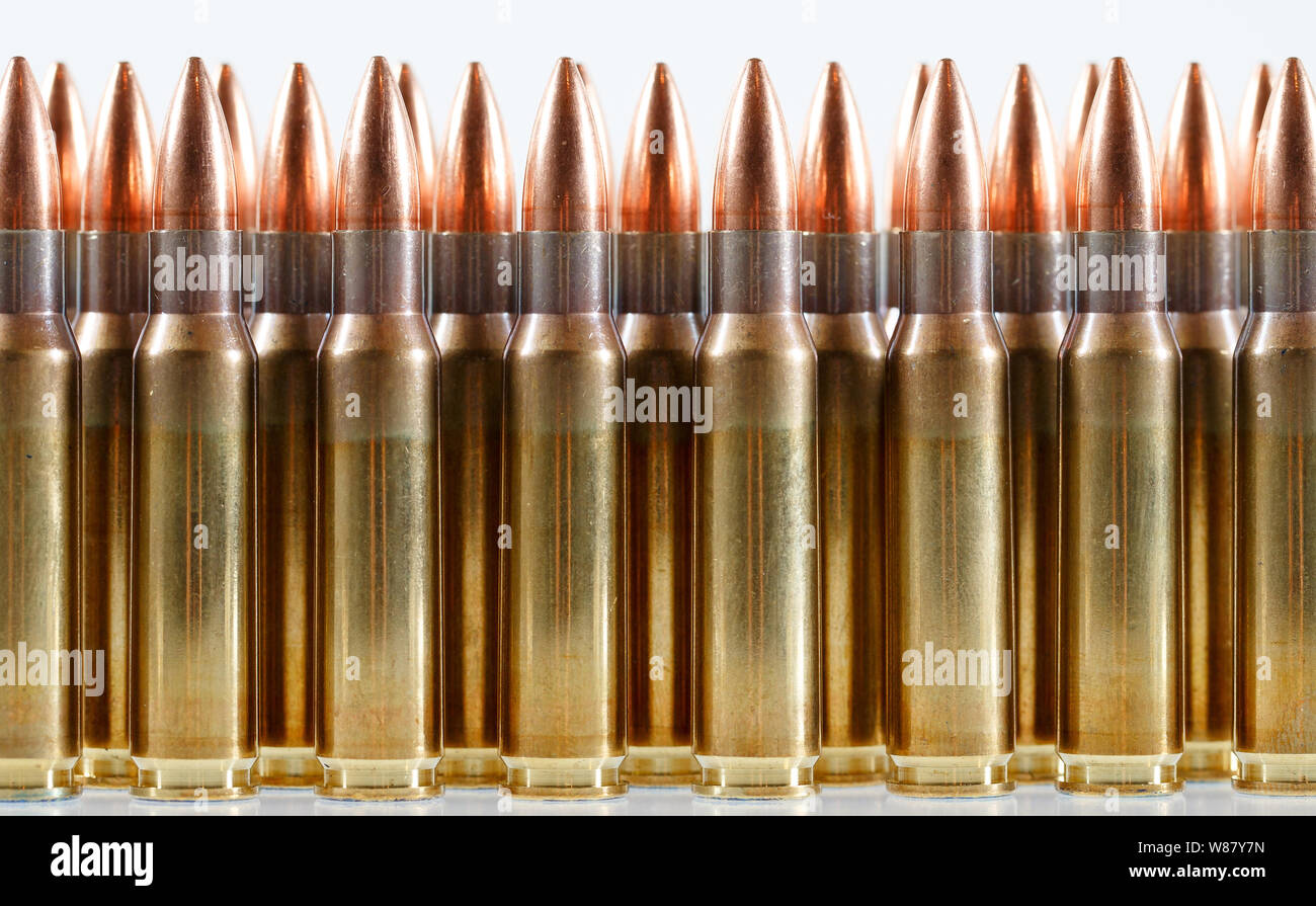 Hunting cartridges of caliber on a white background. 308 Win Stock ...