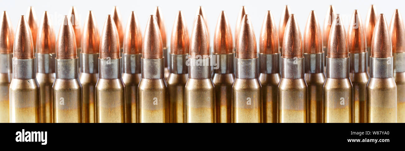 Hunting cartridges of caliber on a white background. 308 Win Stock ...