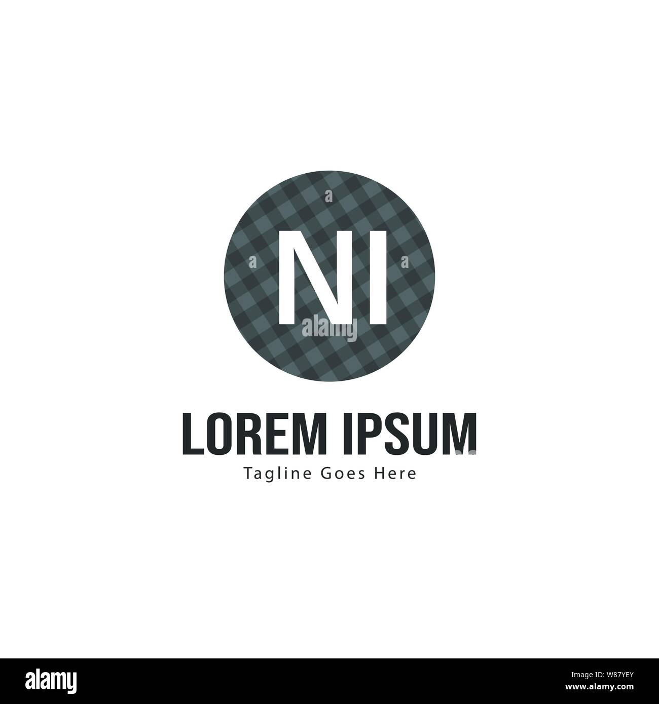 Initial NI logo template with modern frame. Minimalist NI letter logo ...