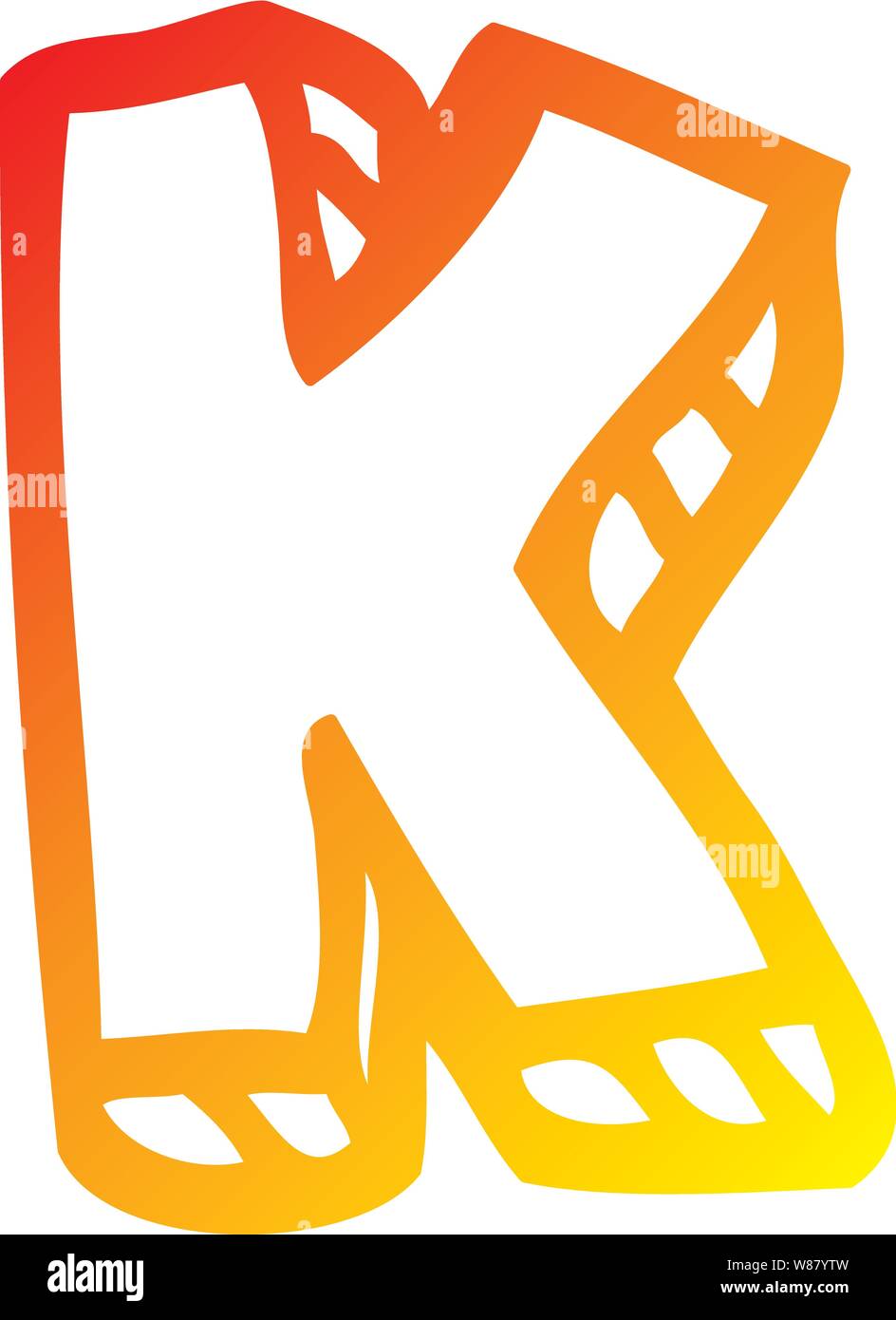 warm gradient line drawing of a cartoon letter k Stock Vector Image ...