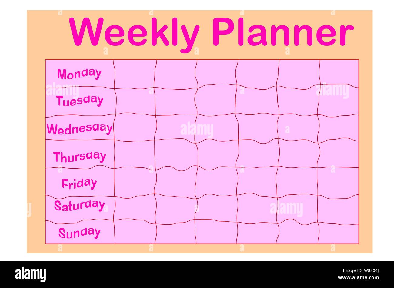 Weekly planner template concept with texture. Isolated organizer and ...