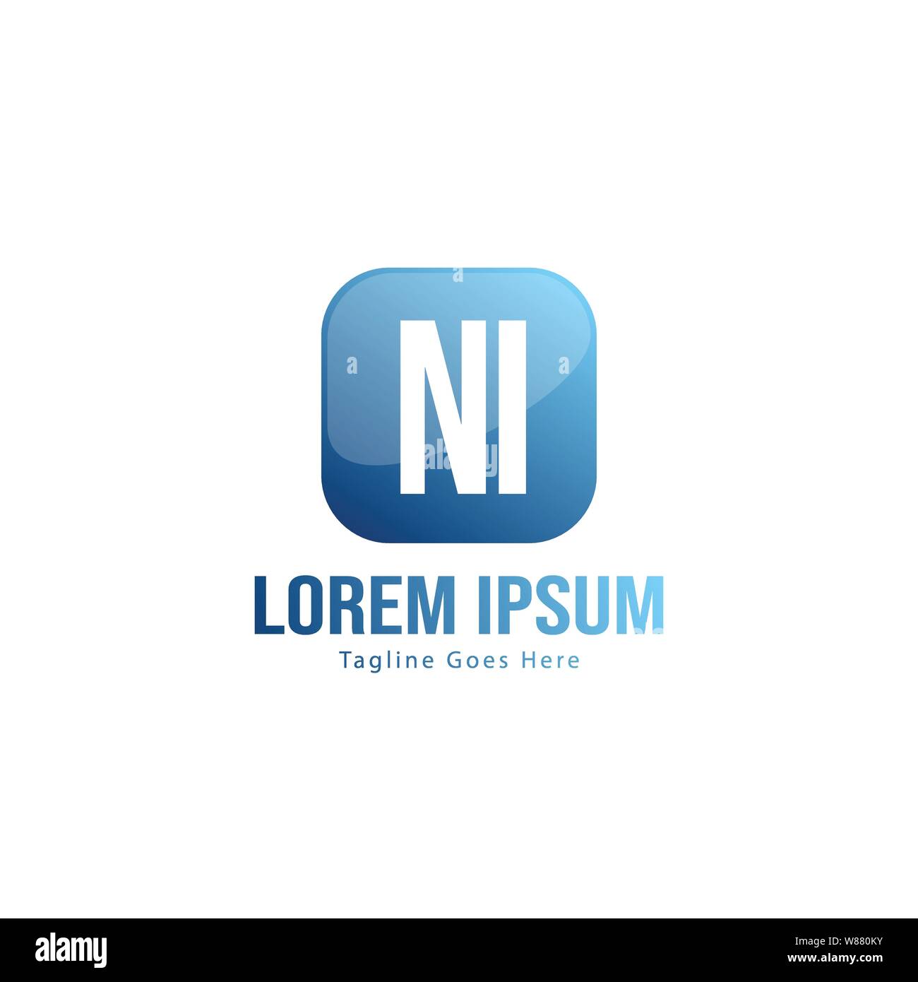 Initial NI logo template with modern frame. Minimalist NI letter logo ...