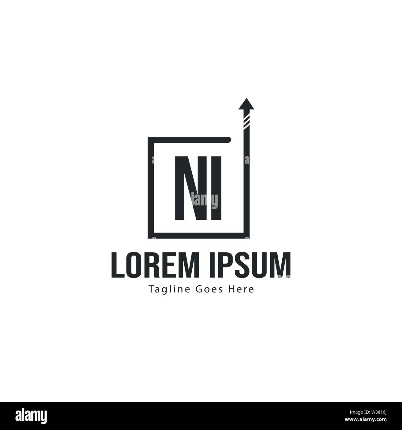 Initial NI logo template with modern frame. Minimalist NI letter logo ...