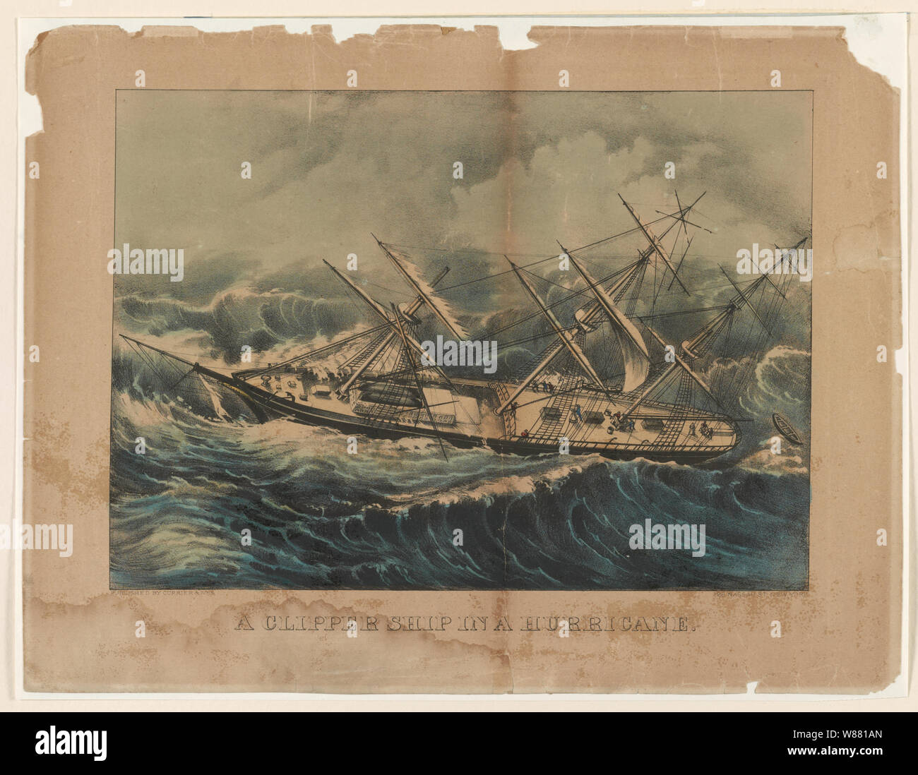 A Clipper ship in a hurricane Stock Photo - Alamy