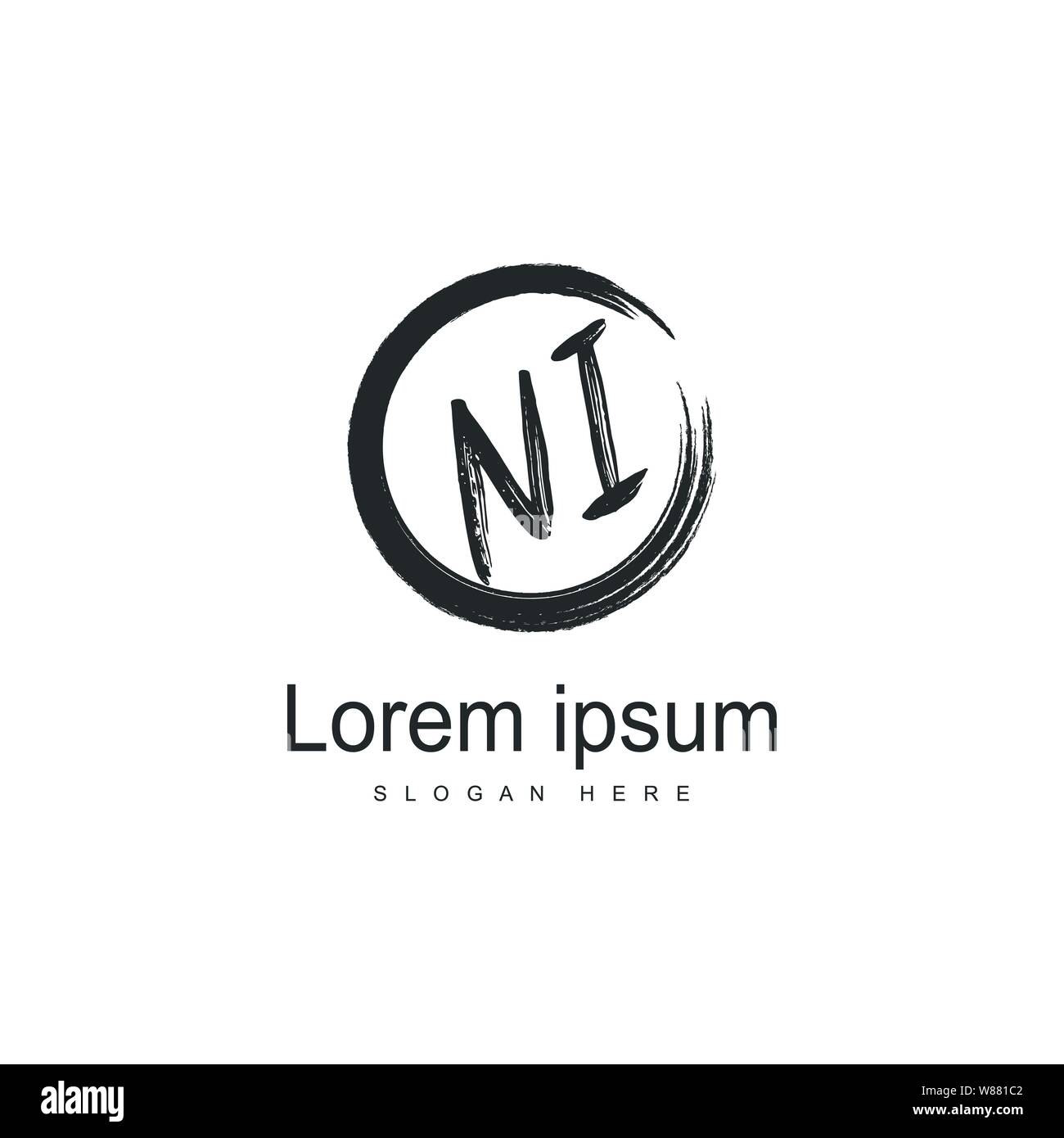 Initial NI logo template with modern frame. Minimalist NI letter logo ...
