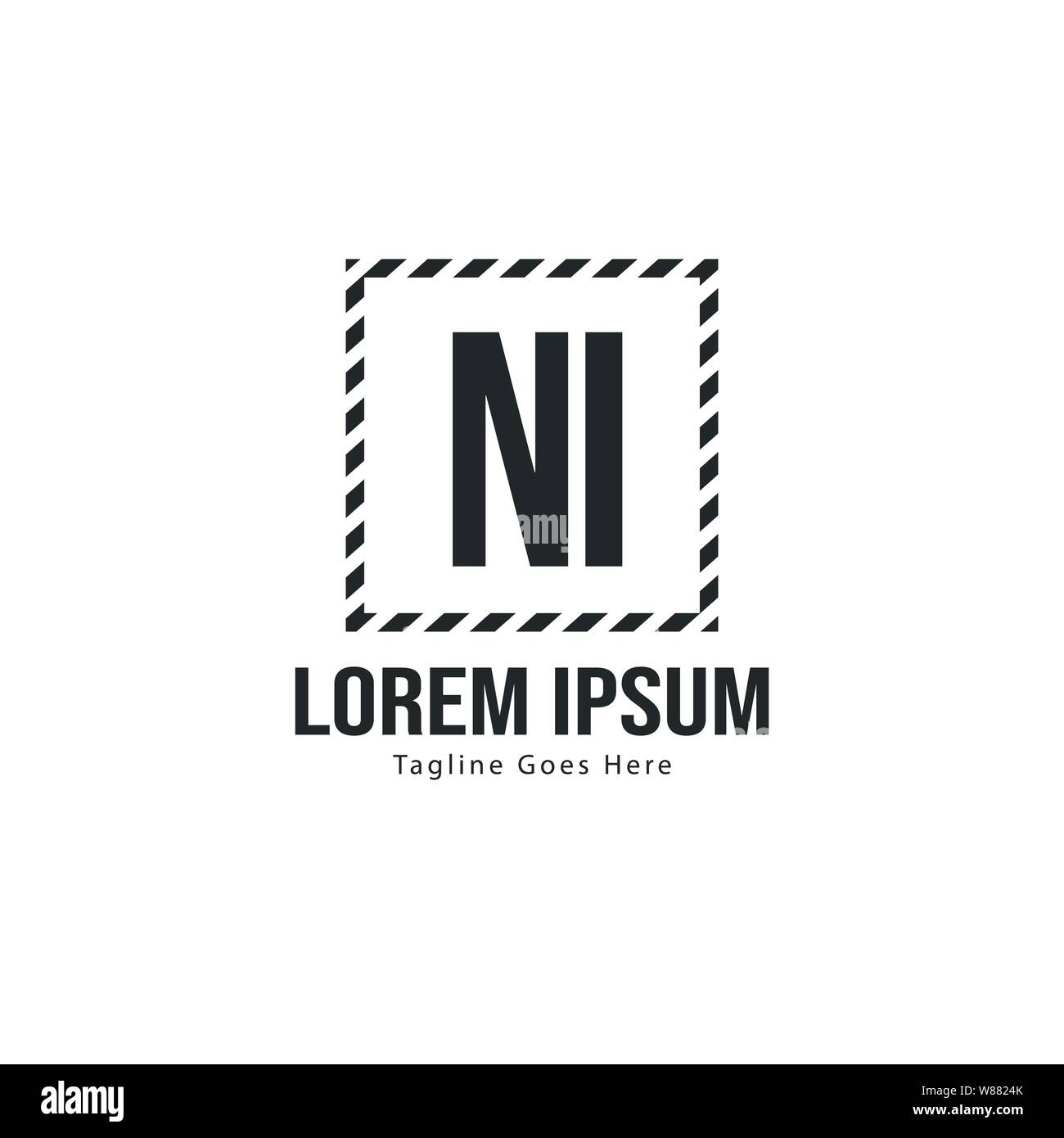 Initial NI logo template with modern frame. Minimalist NI letter logo ...