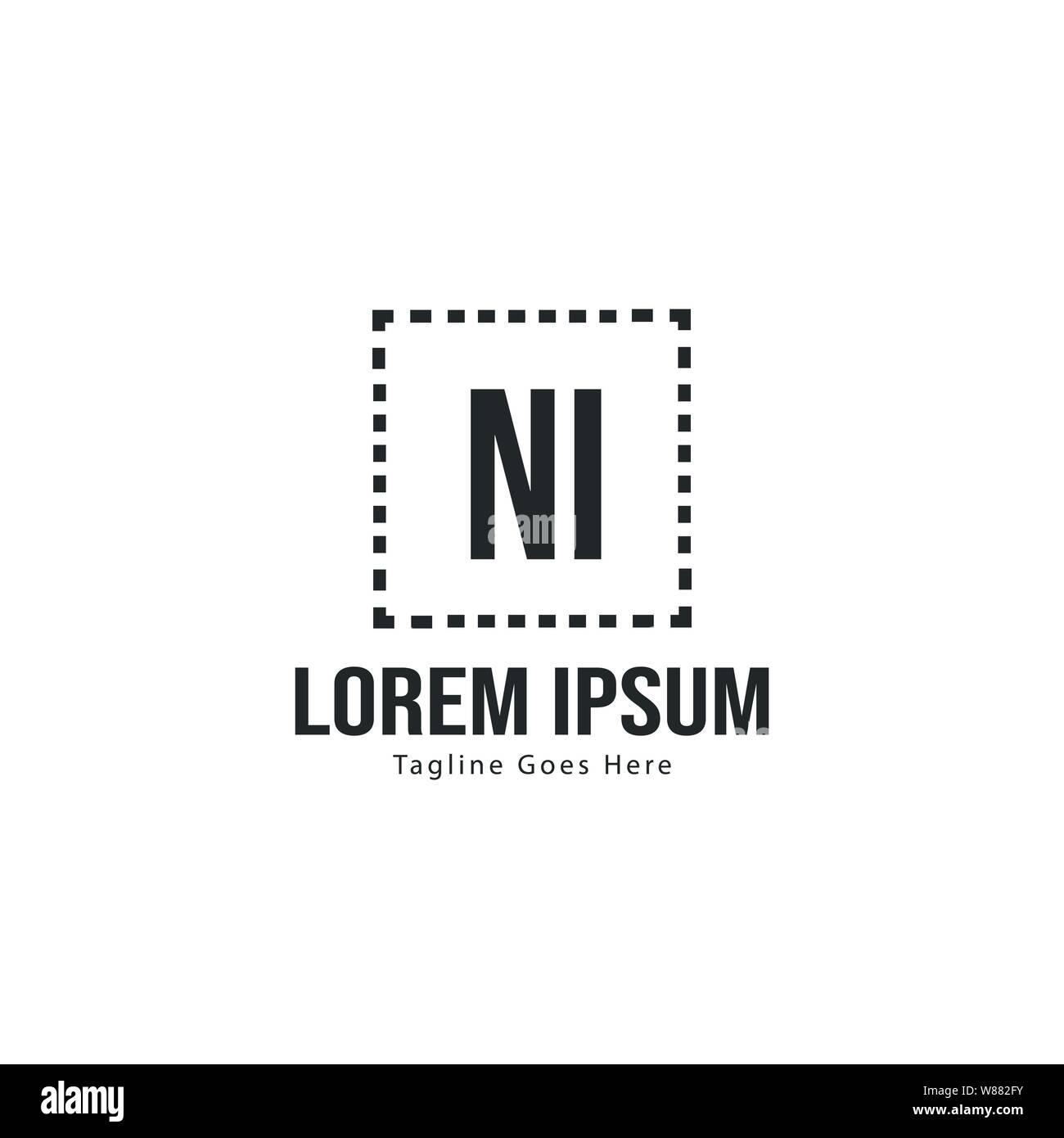 Initial NI logo template with modern frame. Minimalist NI letter logo ...