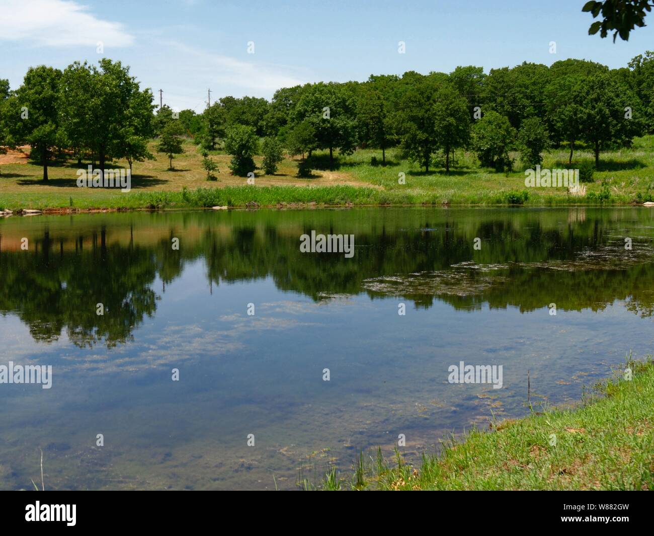 Reflections at a lake by the roadside at Chickasaw National Recreation ...