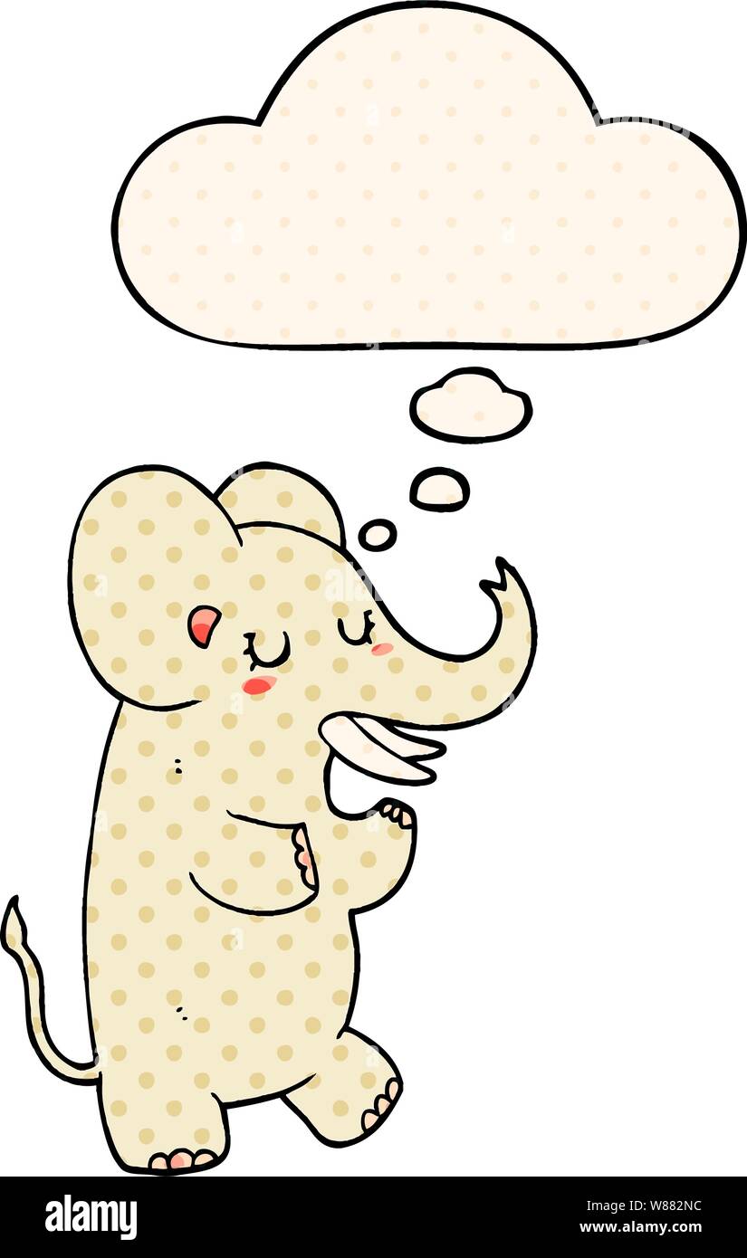 cartoon elephant with thought bubble in comic book style Stock Vector ...