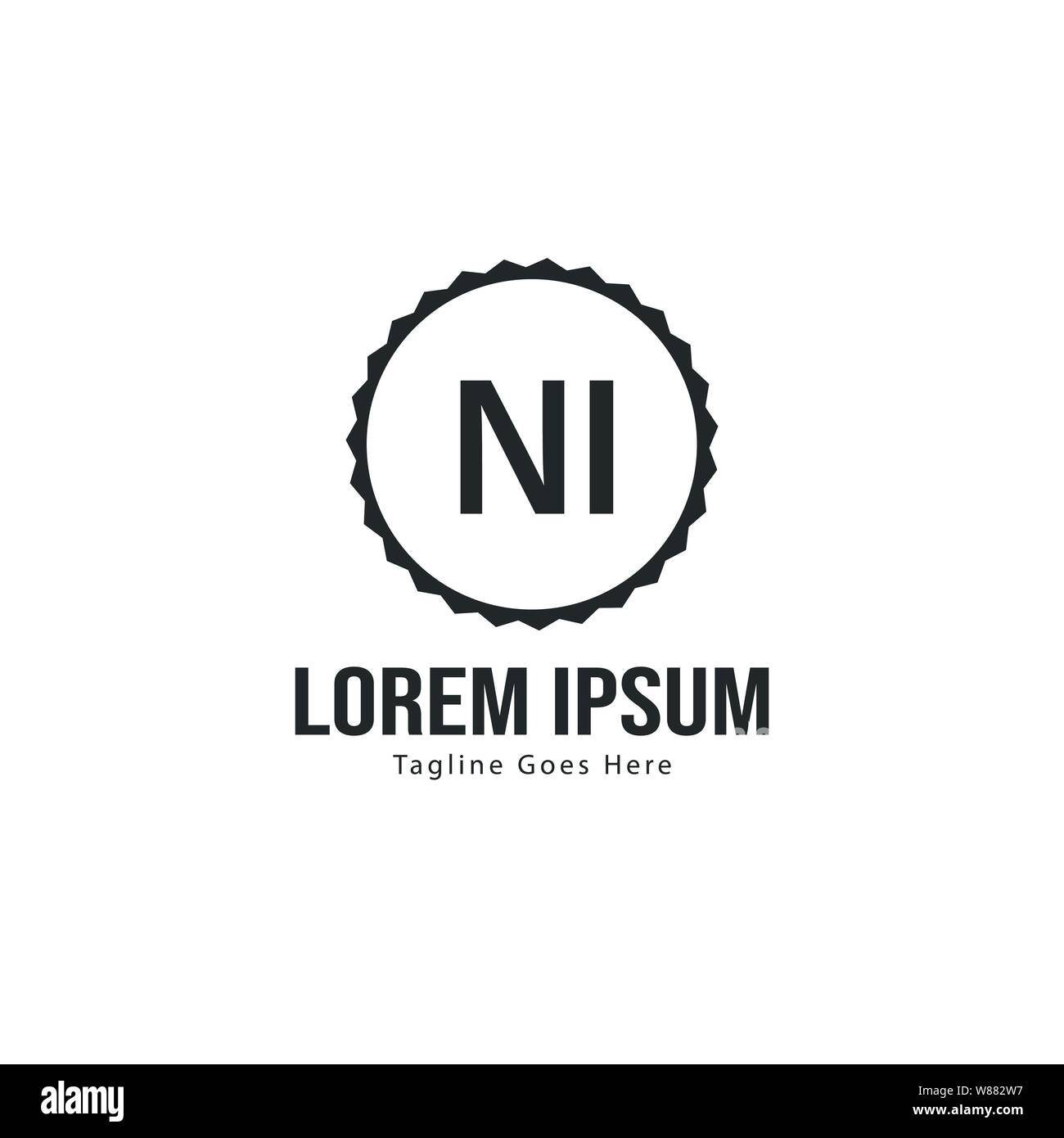 Initial NI logo template with modern frame. Minimalist NI letter logo ...