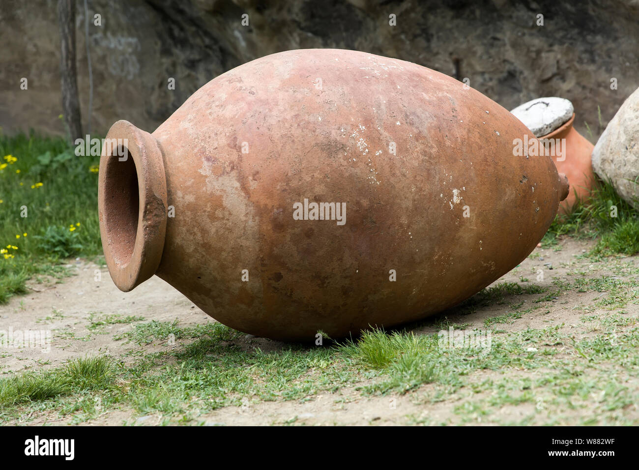 View at ancient ceramic amphora for wine Stock Photo - Alamy
