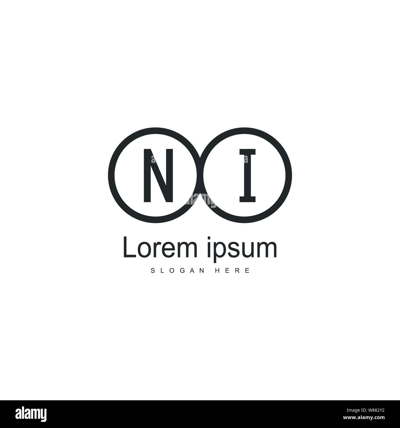 Initial NI logo template with modern frame. Minimalist NI letter logo ...