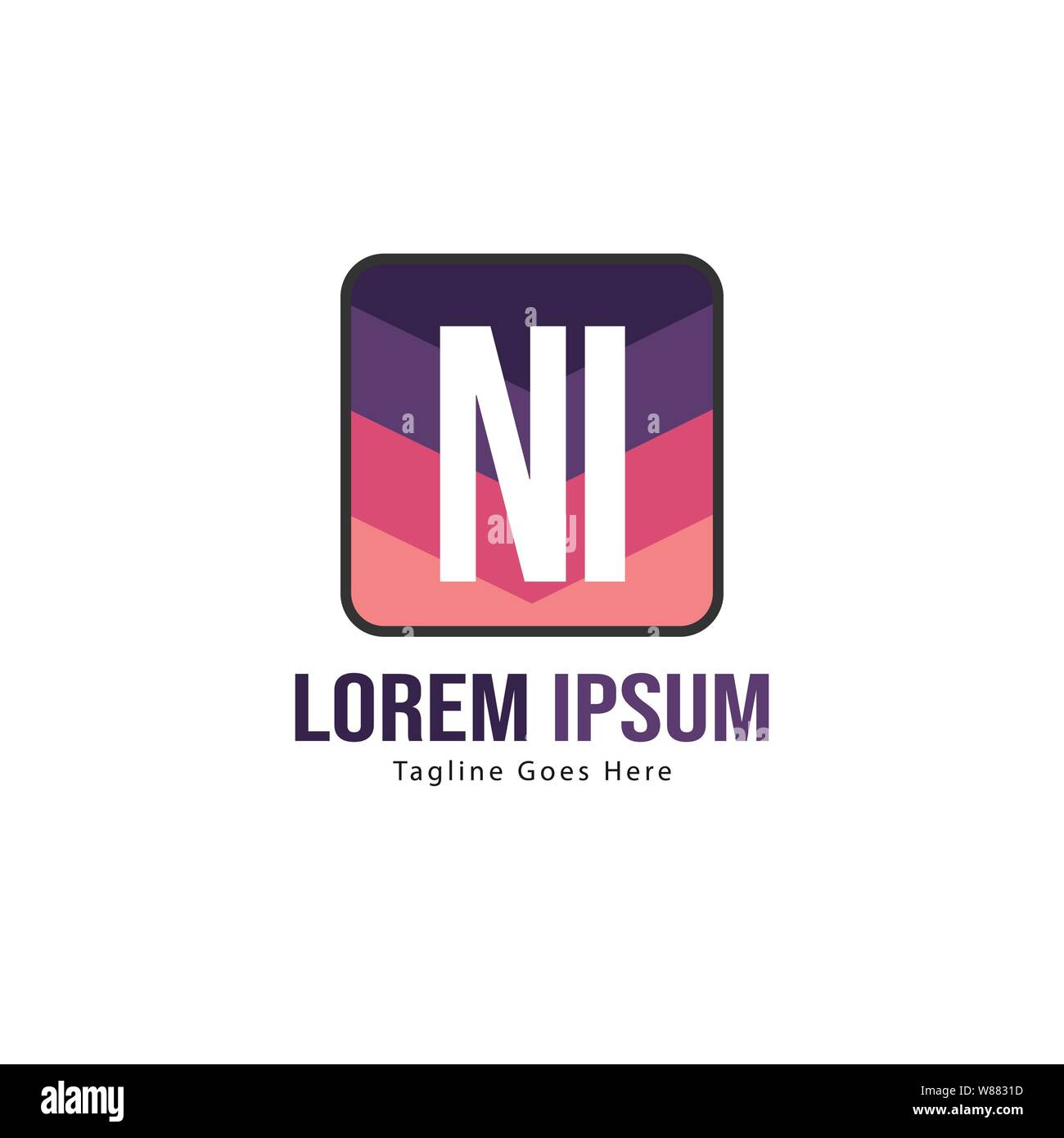 Initial NI logo template with modern frame. Minimalist NI letter logo ...