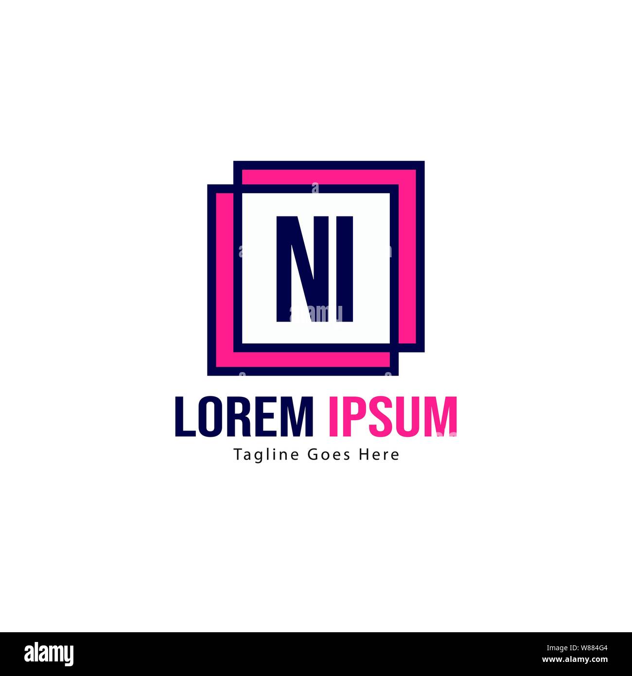 Initial NI logo template with modern frame. Minimalist NI letter logo ...