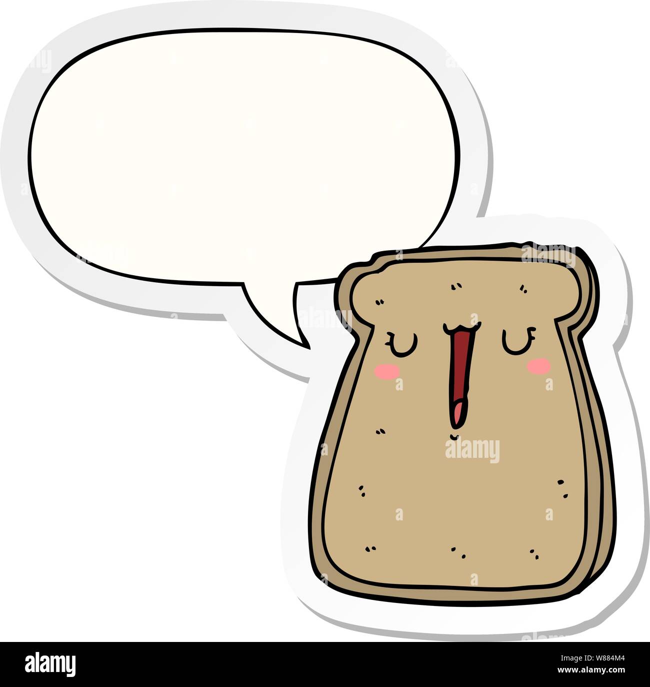 cartoon toast with speech bubble sticker Stock Vector Image & Art - Alamy