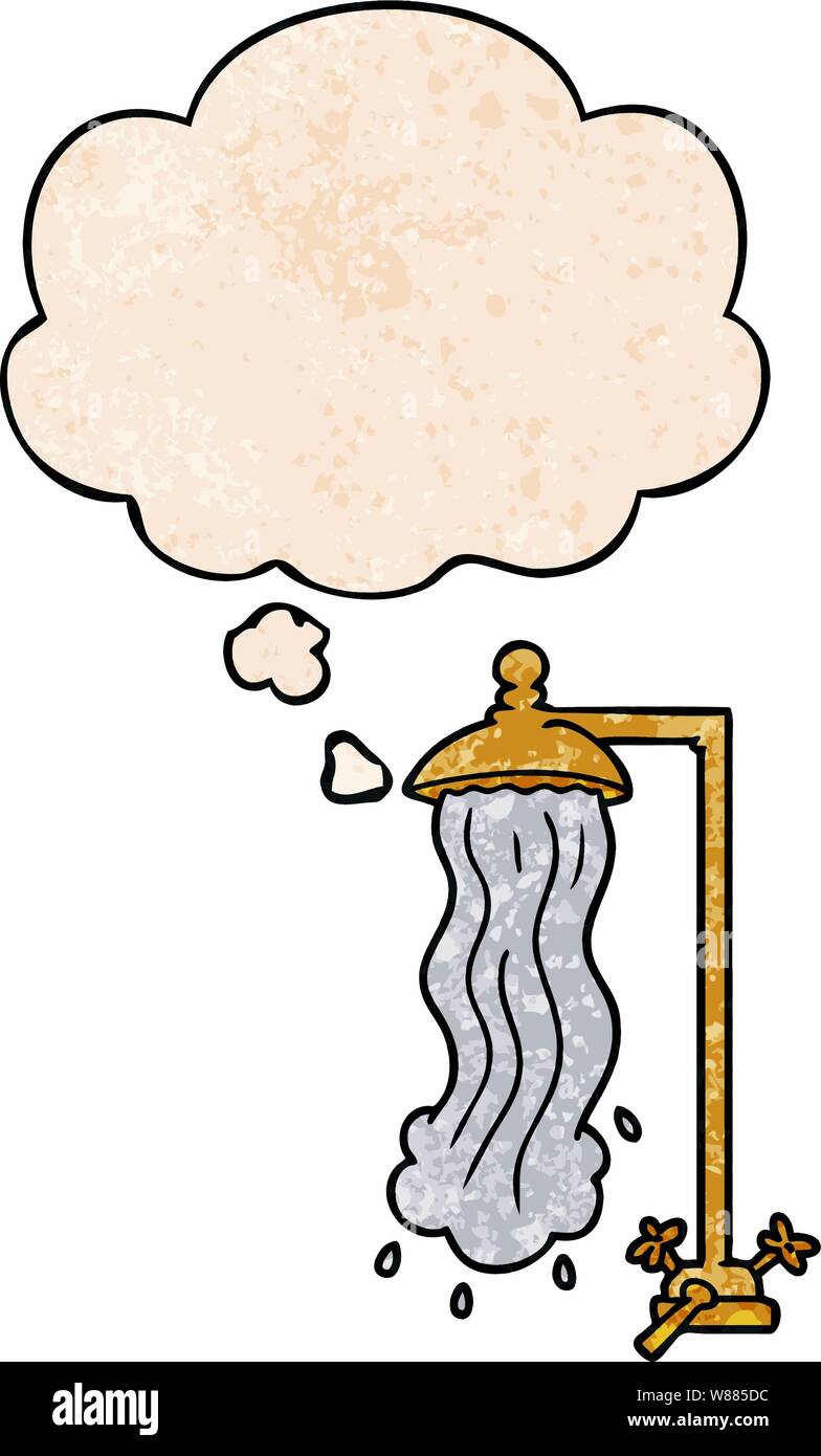 cartoon shower with thought bubble in grunge texture style Stock Vector ...