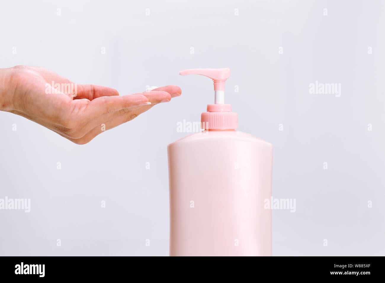 Body Lotion Skin Care Apply. women hands holding body cream pump bottle ...