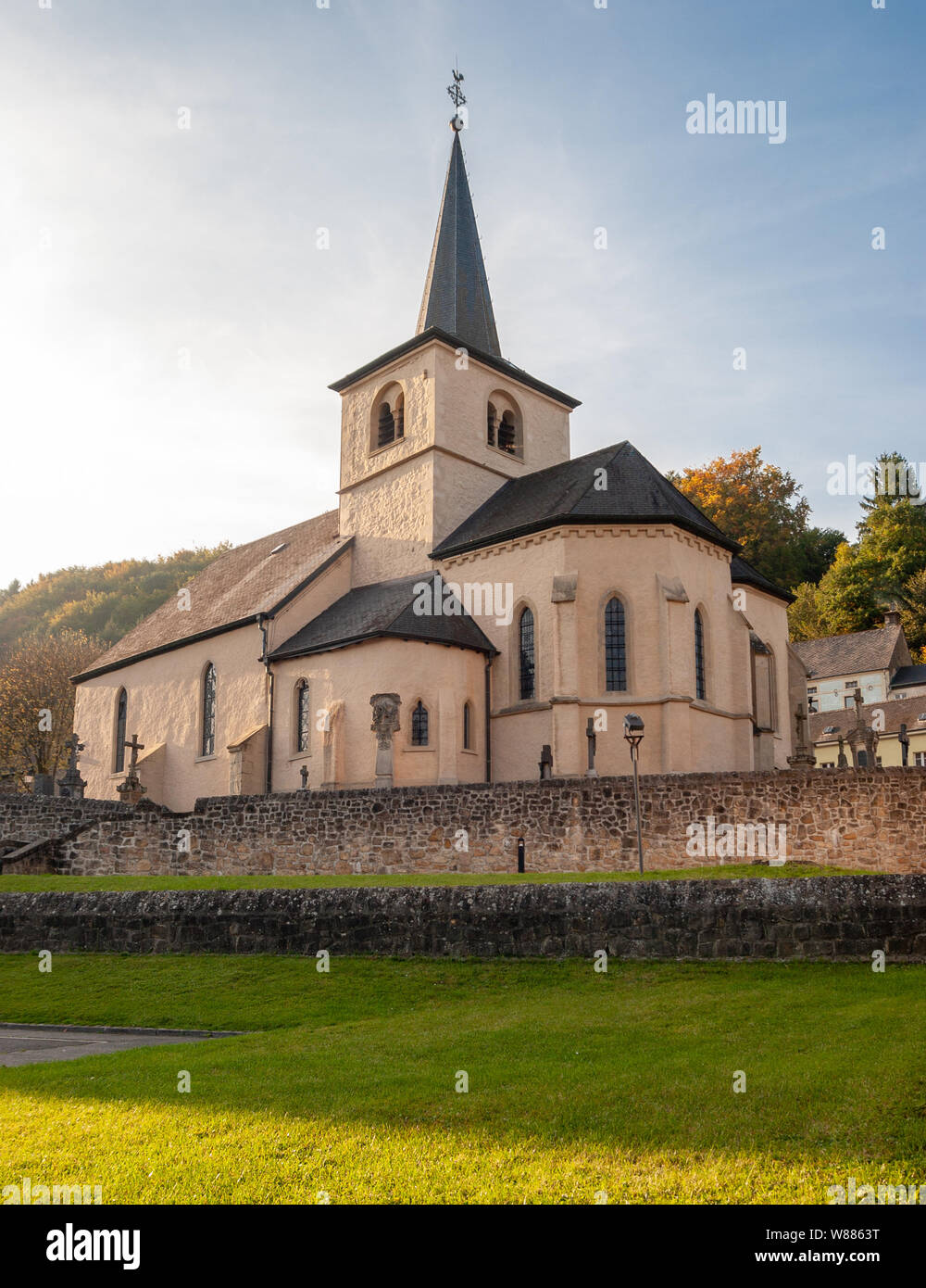 Christian church in Simmern (Septfontaines) - Luxembourg Stock Photo ...