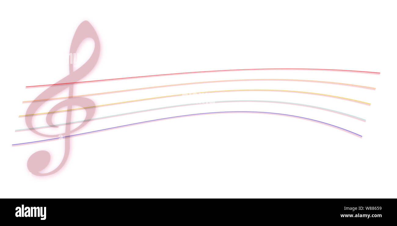 treble clef with stave on a white background Stock Photo - Alamy