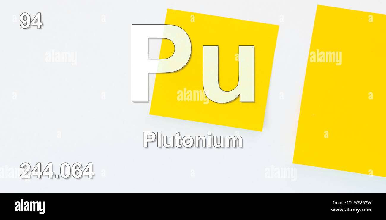 Plutonium chemical element atomic data and symbol illustration backdrop ...