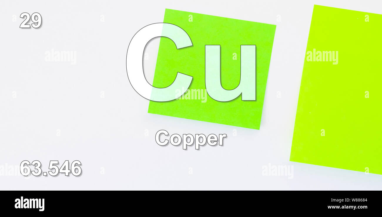 Copper chemical element atomic data and symbol illustration backdrop ...