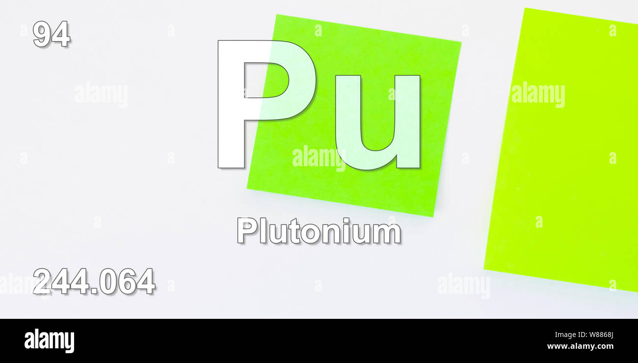 Plutonium chemical element atomic data and symbol illustration backdrop ...